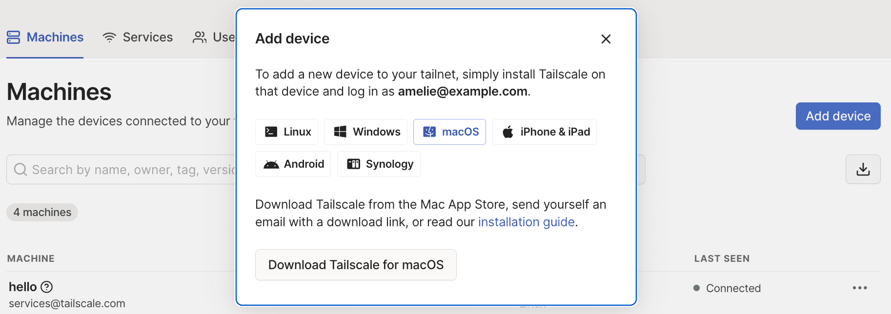 Add a device · Tailscale Docs