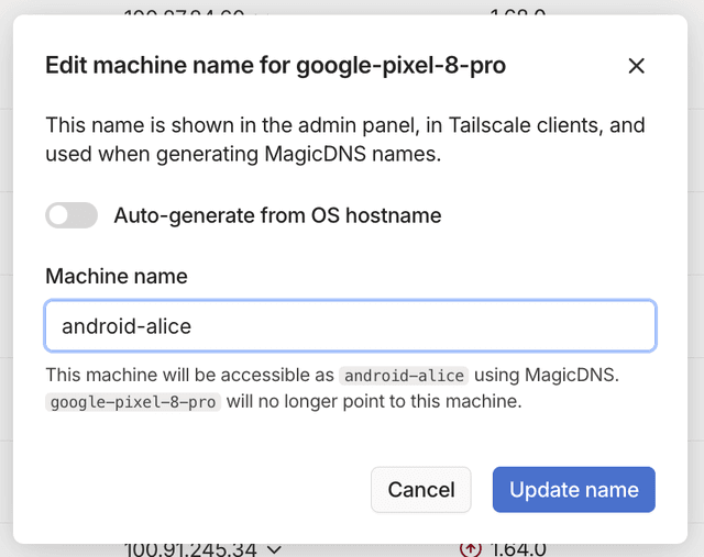 Machine names · Tailscale Docs