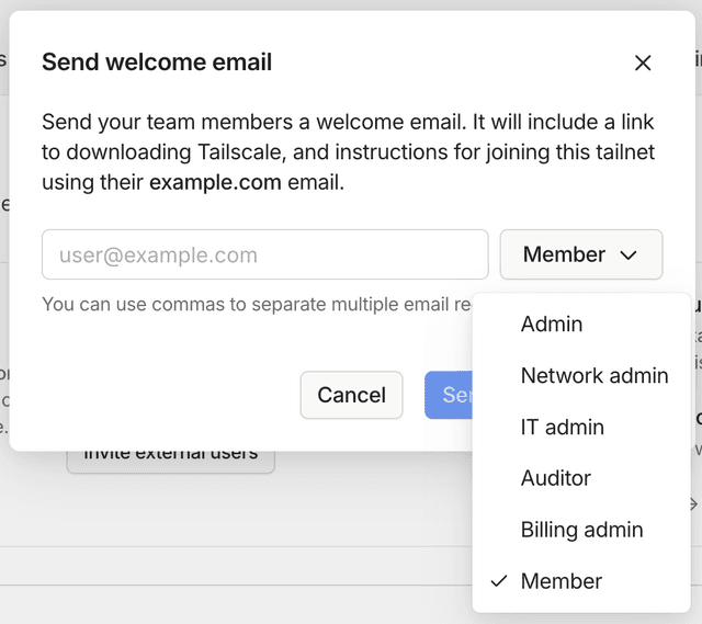 Invite team members to your tailnet · Tailscale Docs