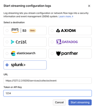 Log streaming · Tailscale Docs