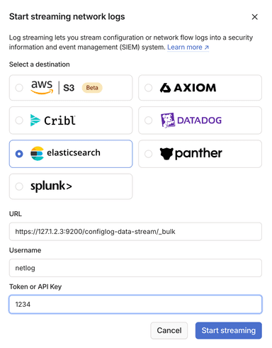 Log streaming · Tailscale Docs