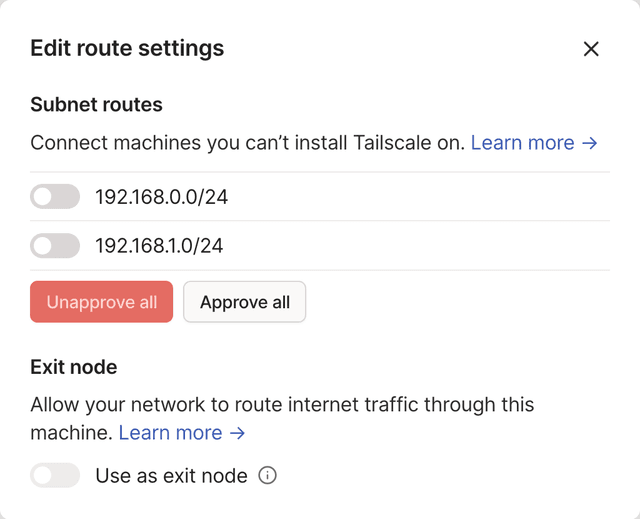Subnet routers and traffic relay nodes · Tailscale Docs